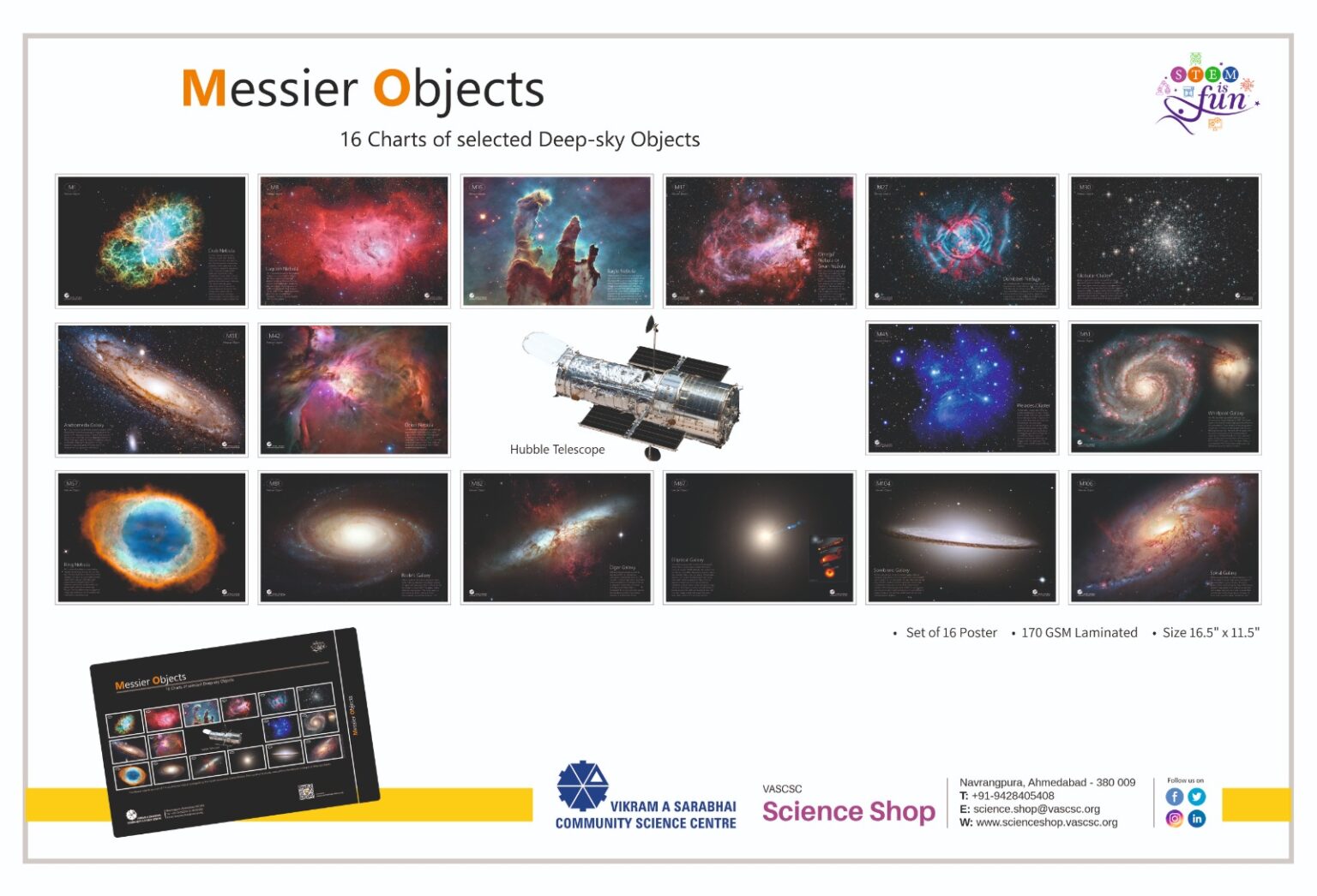 Messier Objects (Set of 16 Charts,16.5” x 11.5″) – Science Shop